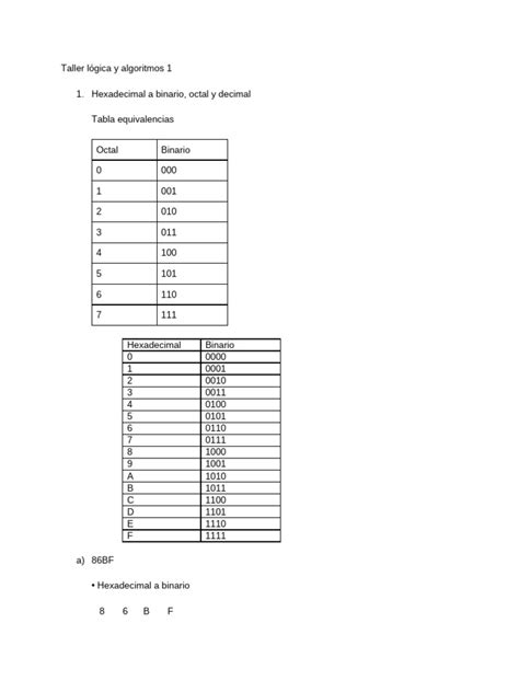 Taller Lógica Y Algoritmos 1 Pdf