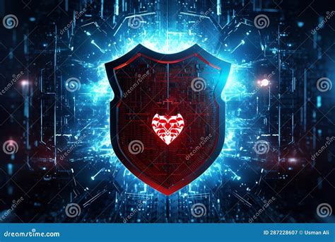 Cyber Security Shield Protecting Digital Data Network Ai Stock Illustration Illustration Of