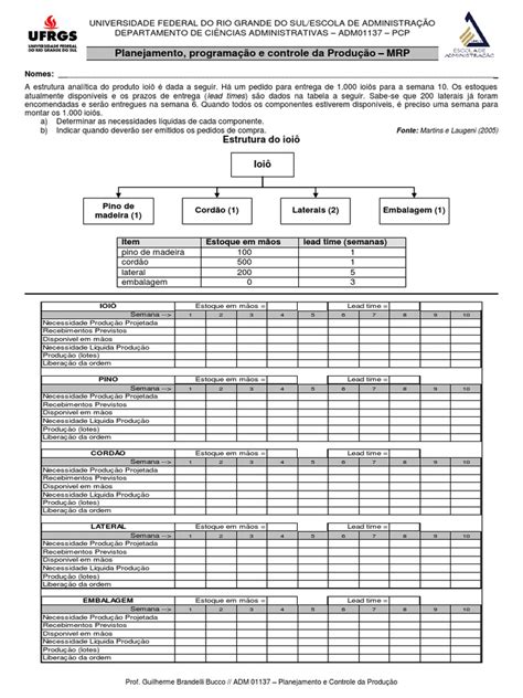 Exercício Mrp Ioiô Pdf Business