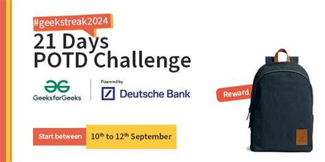 Nitish Kumar On Linkedin Geekforgeeks Potd Deutschebank