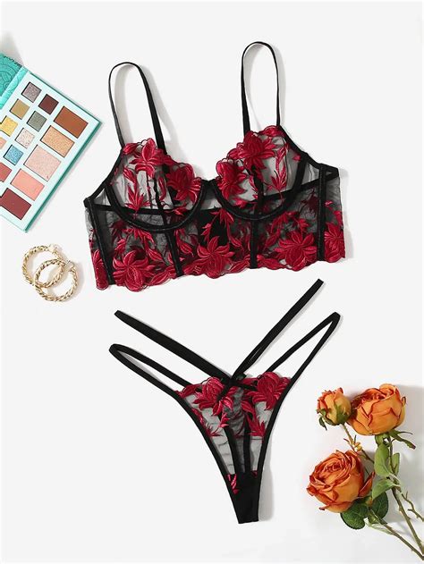 Sexy Lengerie Night Corset Bra Panty Matching Bralette And Thong Set