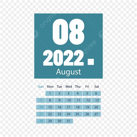 August Calendar Clipart