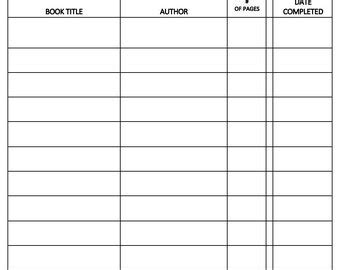 Reading Log Editable Instant Download Includes PDF Template Etsy