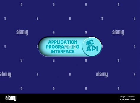 3d Illustration Of Blue Button To Switch On Api Application Programming