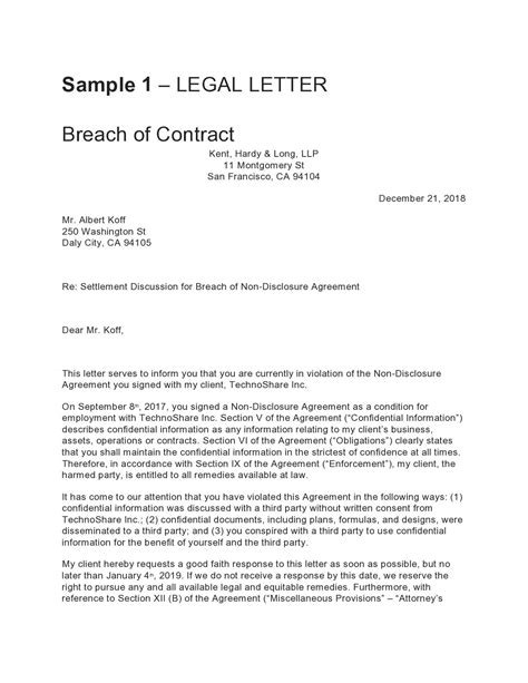 47 Professional Legal Letter Formats And Templates Templatelab