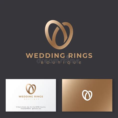 Wedding Rings Logo Wedding Salon Emblem Elegant Gold Wedding Rings