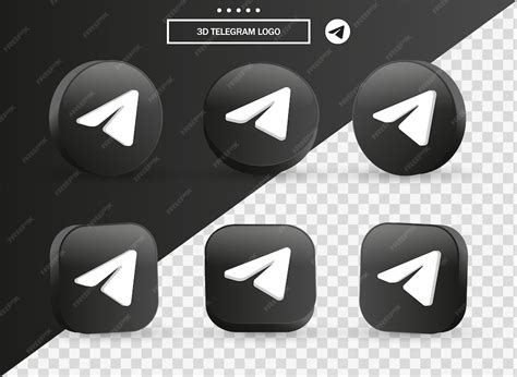 Значок логотипа 3d Telegram в современном черном круге и квадрате для логотипов значков