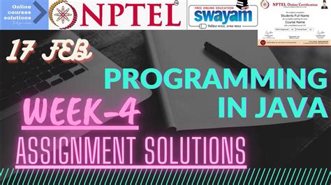 Nptel Programming In Java Week 4 Assignment Solutions Youtube