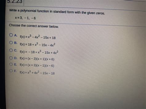answered write a polynomial function in standard… bartleby