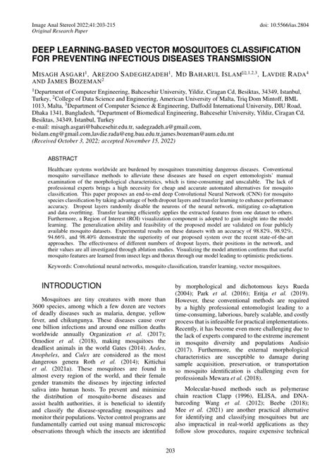 Pdf Deep Learning Based Vector Mosquitoes Classification For Preventing Infectious Diseases