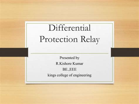 Differential Protection Relay PPTX Physics Science