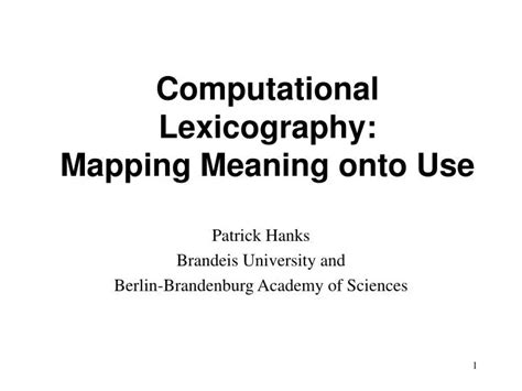 Ppt Computational Lexicography Mapping Meaning Onto Use Powerpoint Presentation Id4675778