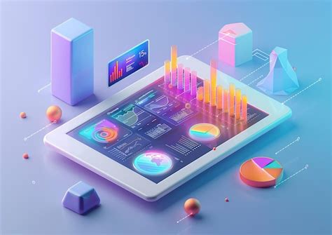 Tablet Displaying Data Analytics 3d Isometric Render Business Insights Premium Ai Generated Image