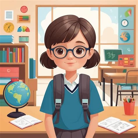 Милый школьник Клипарт Премиум Ai сгенерированный вектор