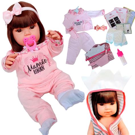 Boneca Bebê Mamãe Reborn 100 Silicone Enxoval 28 Itens Shopee Brasil