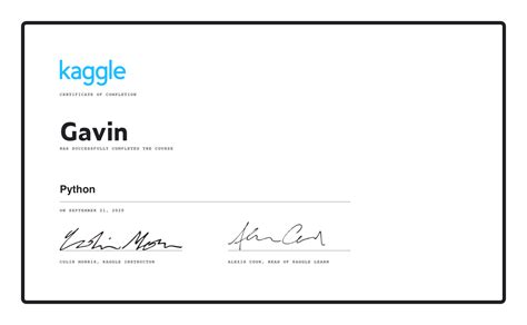 Gavin Completed The Python Course On Kaggle
