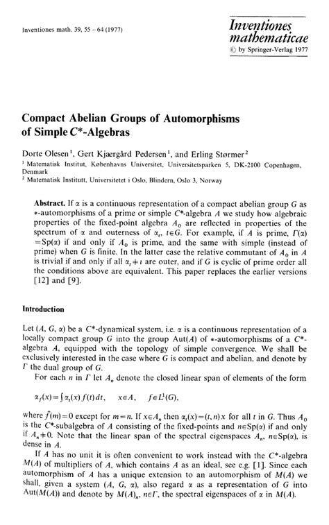 Pdf Compact Abelian Groups Of Automorphisms Of Simplec Algebras