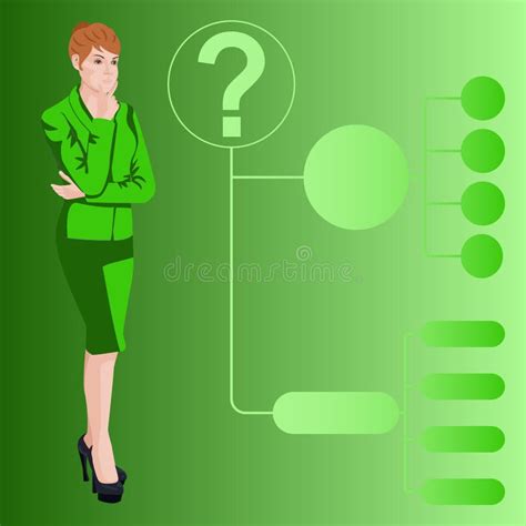 Woman Uses A Decision Tree Diagram Flat Stock Vector Illustration Of