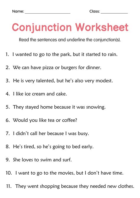 Conjunction Grammar Worksheets For Grade 1 2 3 Made By Teachers