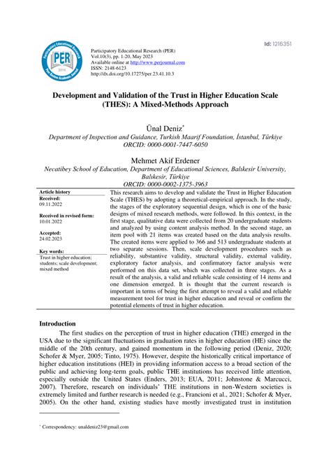 Pdf Development And Validation Of The Trust In Higher Education Scale Thes A Mixed Methods