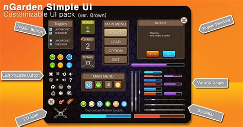 Ngarden Simple Ui Brown 2d Gui Unity Asset Store