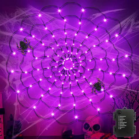 Spider String Lights Halloween Spider Web Lights 6ft Led Cobweb With