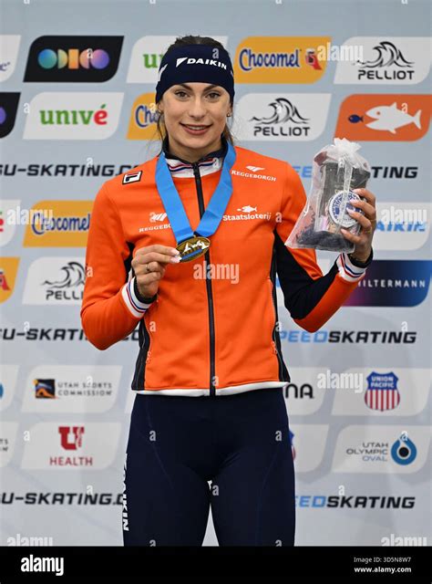 Femke Kok Of Netherlands Celebrates After Winning The Womens 500
