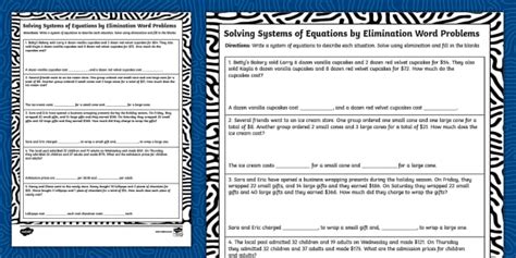 Free System Of Equation Elimination Worksheet Download Free System Of Equation Elimination