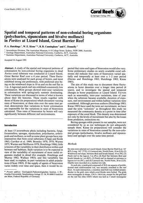Pdf Spatial And Temporal Patterns Of Non Colonial Boring Organisms Polychaetes Sipunculans