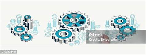 엔지니어 교육 개념 세트 기어 및 톱니 바퀴 구성 등각 투영 3d 벡터 일러스트 레이 션 대학에서 과학 공부 공학 학습 3차원 형태에 대한 스톡 벡터 아트 및 기타 이미지