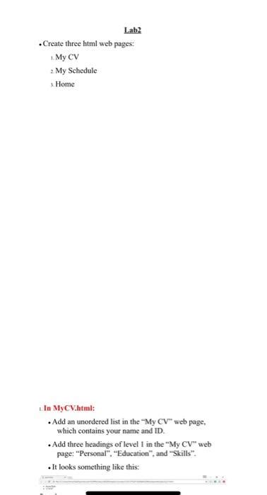 Solved Lab2 Create Three Html Web Pages 1 My Cv 2 My