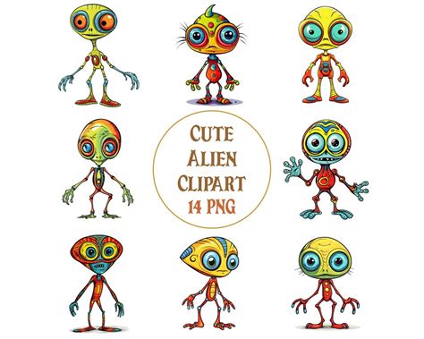 Alien Clipart 14 Png Funny Cute Alien Sublimation Design Card