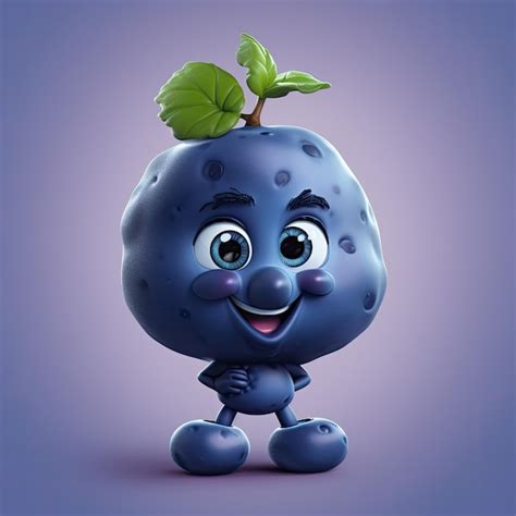 Premium AI Image | 3D Illustration of blueberry character that is drawn ...