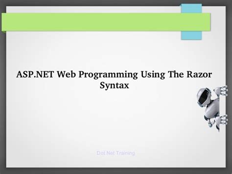 Aspnet Web Programming Using The Razor Syntax
