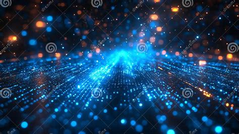 Futuristic Data Stream With Digital Blue And Orange Lights Generative