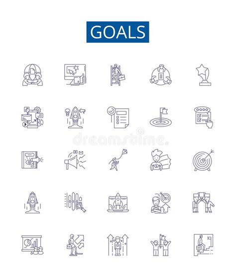 Goals Line Icons Signs Set Design Collection Of Aim Purpose Target
