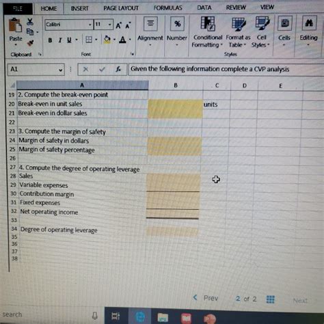 Solved Determine The Break Even Point Compute The Chegg Com