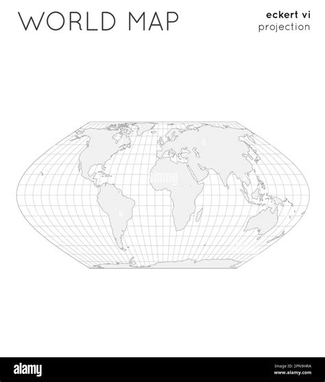 World Map Globe In Eckert Vi Projection With Graticule Lines Style Outline Vector