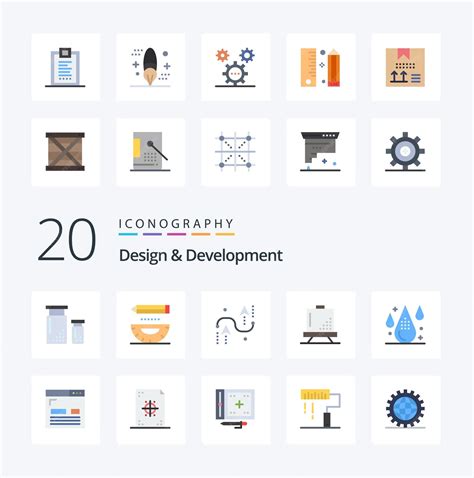 Free Vector 20 Design Development Flat Color Icon Pack Like Design