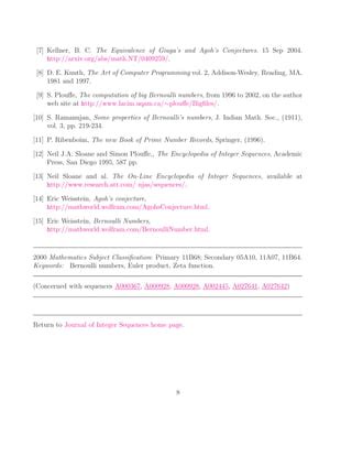 An Efficient Algorithm For The Computation Of Bernoulli Numbers PDF Science