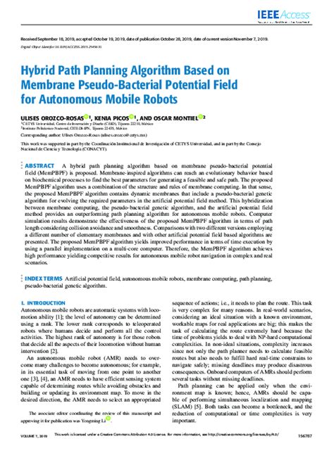 pdf hybrid path planning algorithm based on membrane pseudo bacterial