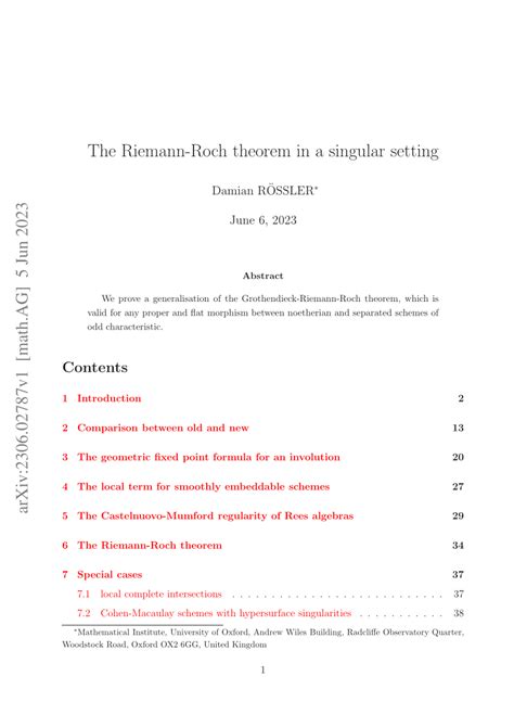 Pdf The Riemann Roch Theorem In A Singular Setting