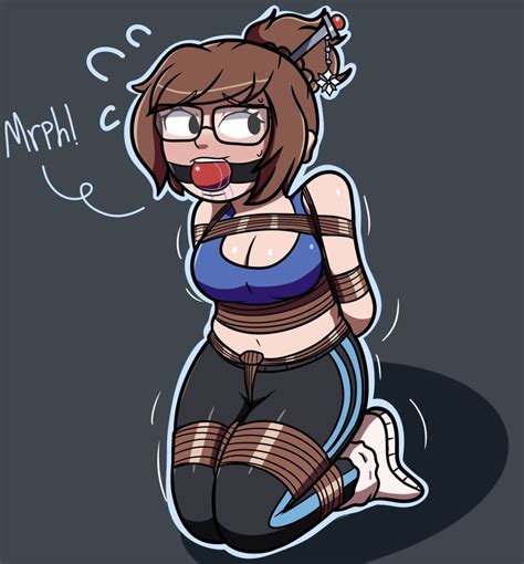 Rule 34 Alsonombette Ball Gag Bondage Bound Cleavage Damsel In