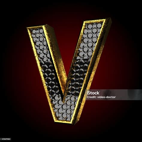 V Black Letter With Gold Stock Illustration Download Image Now 2015