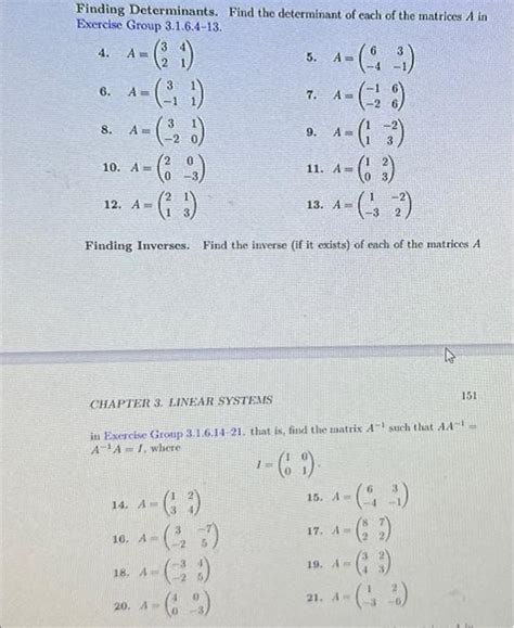 Solved Finding Determinants Find The Determinant Of Each Of