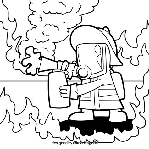 Firefighter Cartoon Drawing Black And White Vector Free Download