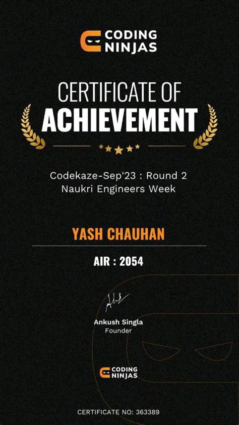 Yash Chauhan On Linkedin Codekaze Codingninjas Achievementunlocked Dsa