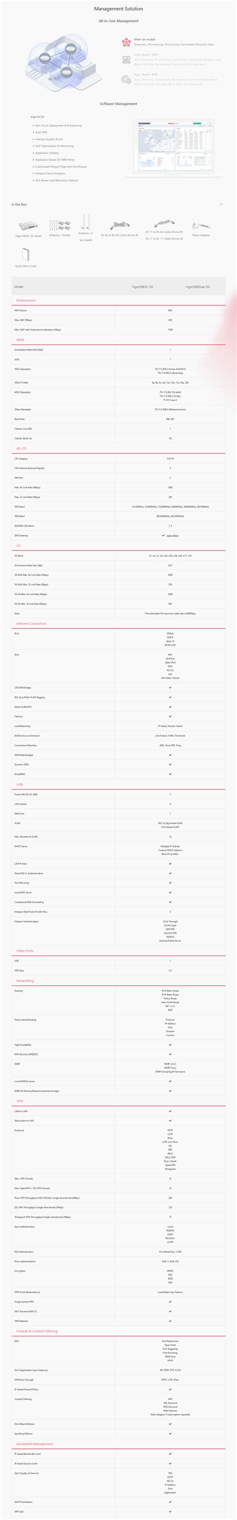 Draytek Vigor2865l 5g Multi Wan Vdsl2 35b Vpn Router Dv2865l5g Mwave