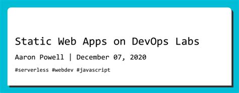 Static Web Apps On Devops Labs