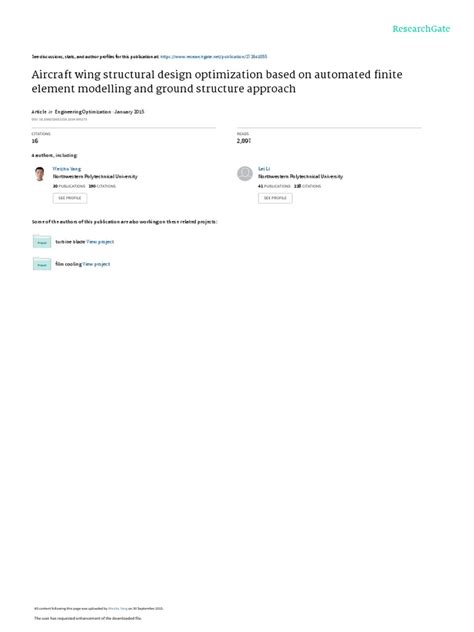 Wing Structural Design Optimization Pdf Mathematical Optimization